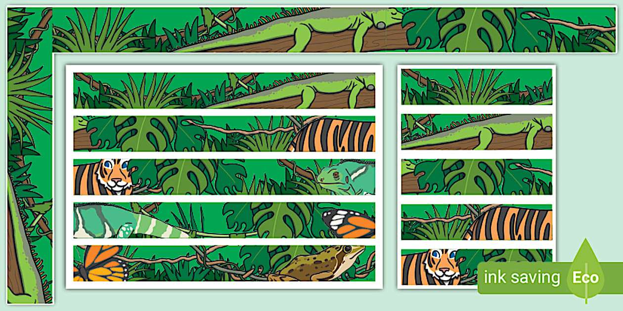 Editable Jungle & Rainforest Page Display Borders