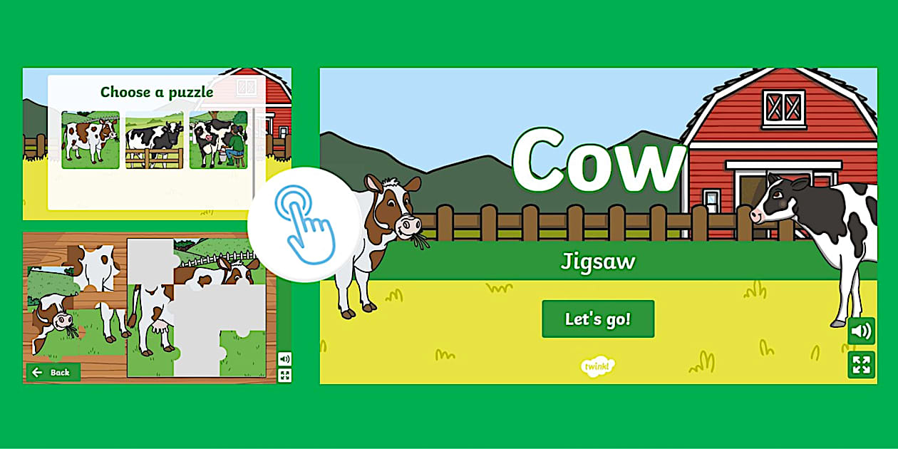 Cow Interactive Jigsaw (teacher made) - Twinkl