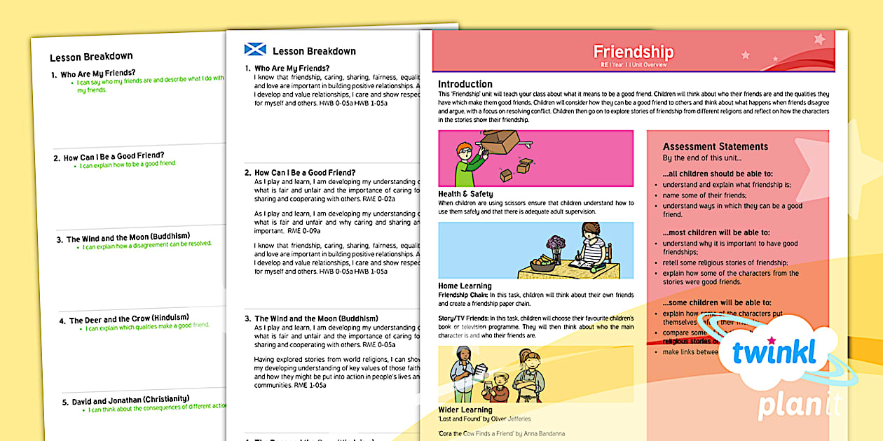 RME HWB Friendship Year 1 CfE Early First Level Planning Overview