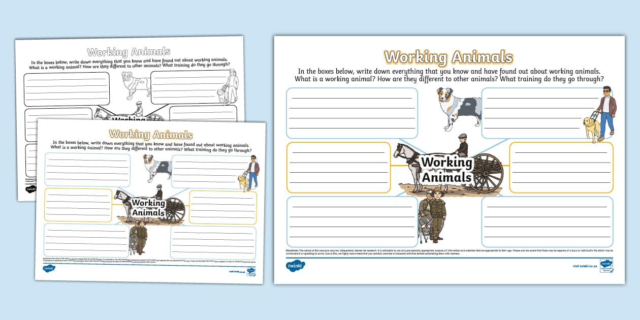 * NEW * Grade 3 Life Skills Term 4 Working Animals Mind Map (CAPS)