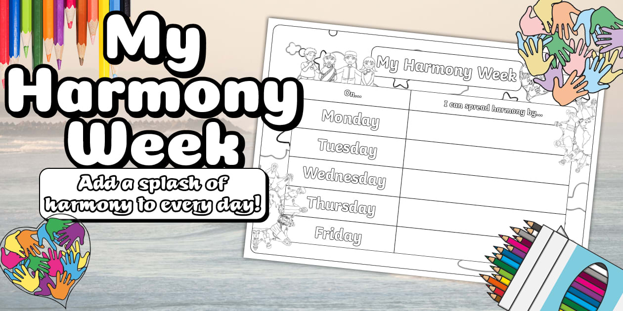 My Harmony Week Colouring Calendar Activity