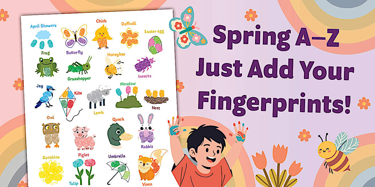 Spring A-Z Fingerprints Poster | Twinkl Art Gallery