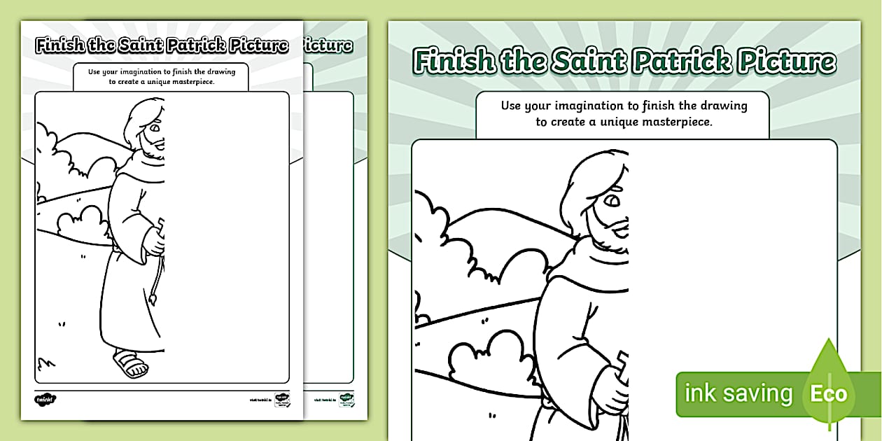 Finish the Saint Patrick Picture Worksheet - Twinkl