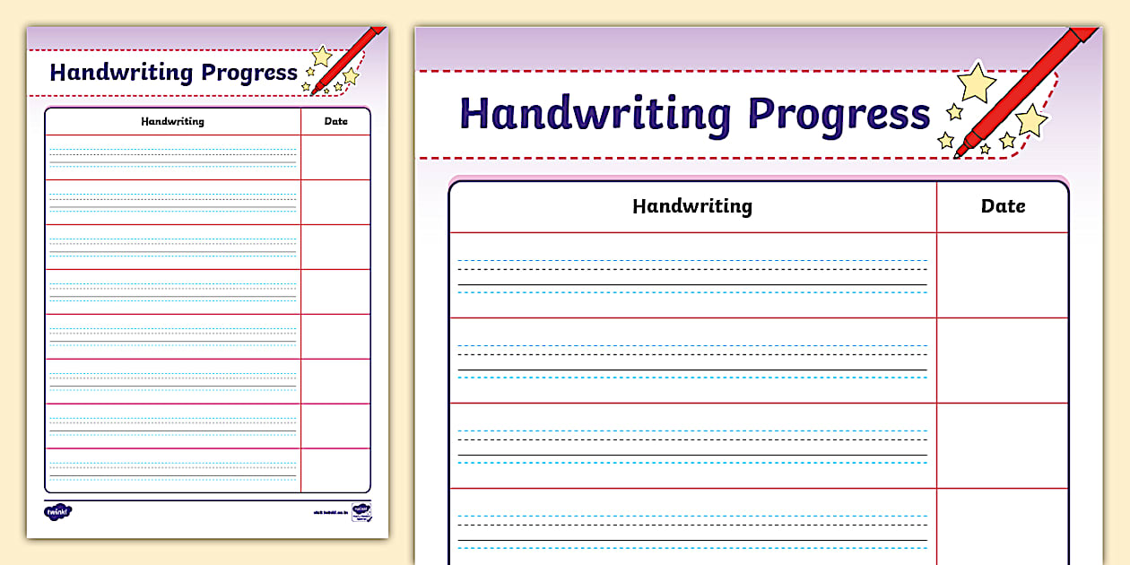 Handwriting Progress Log (teacher made) - Twinkl