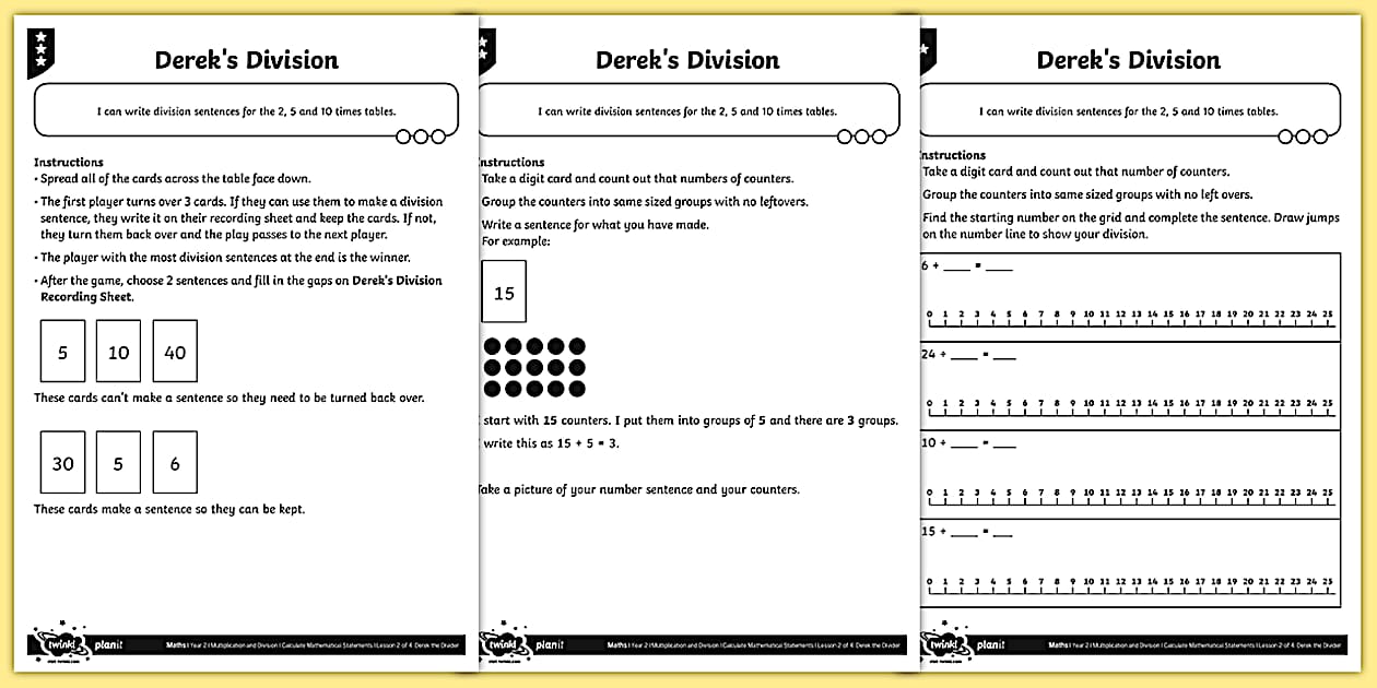 Writing Division Sentences Differentiated Worksheet / Worksheets