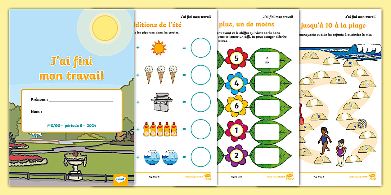 J'ai fini mon travail - Livret d'activités MS/GS - édition été 2024