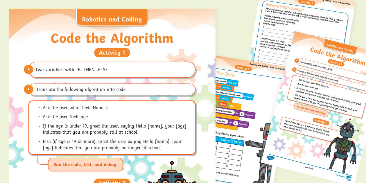Robotics and Coding - Coding - Code the Algorithm - Twinkl