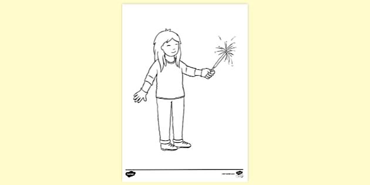 Child With Sparkler Colouring Sheets | Colouring Pages