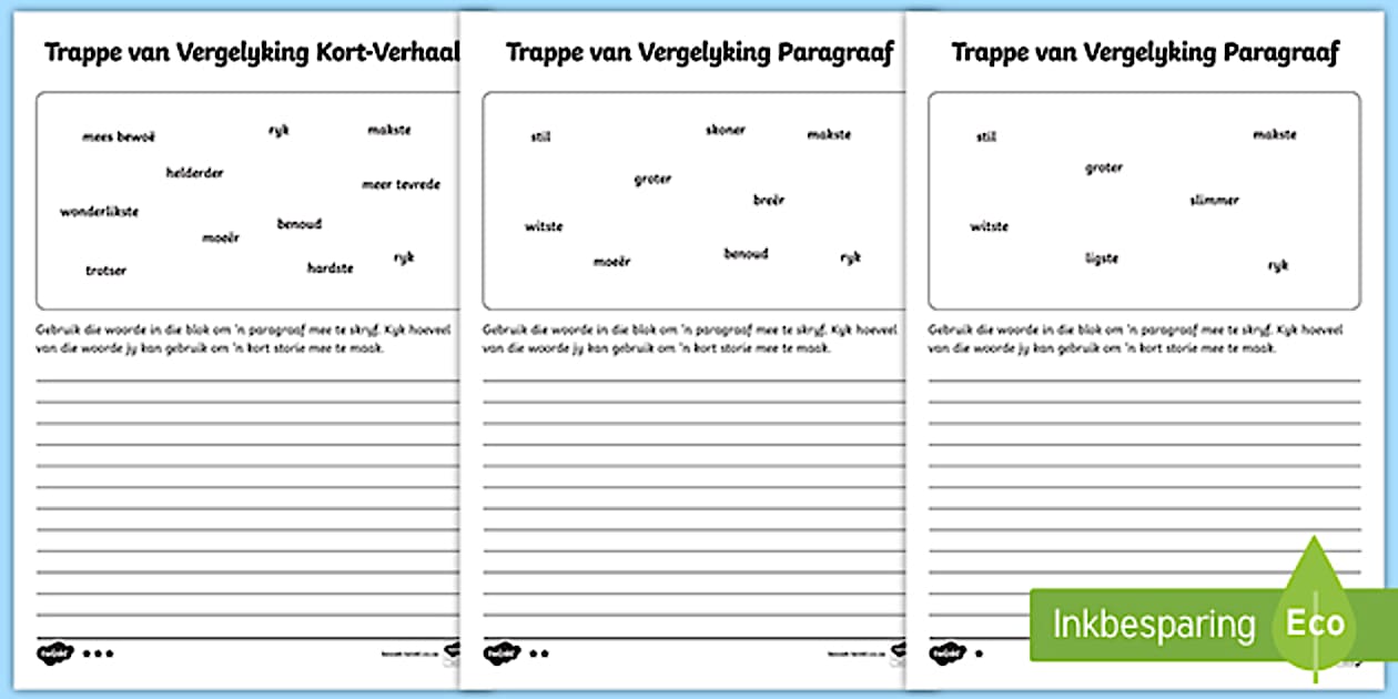 Trappe van Vergelyking Paragraaf Aktiwiteit (teacher made)