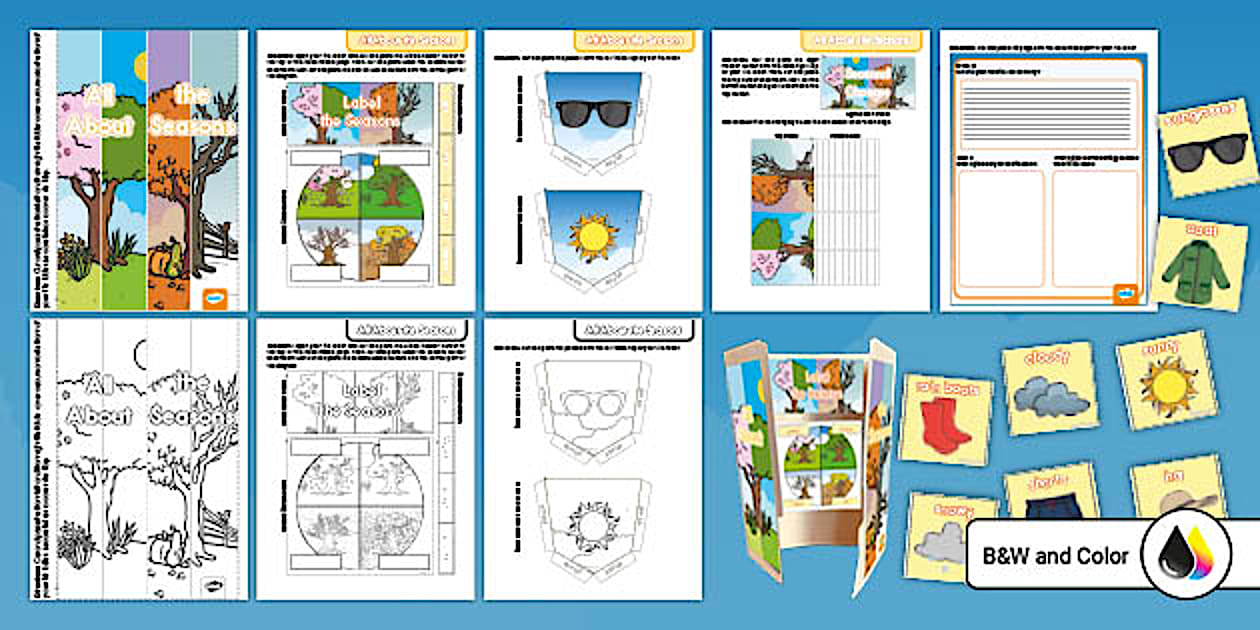 All About the Seasons Trifold File Folder Activity - Twinkl