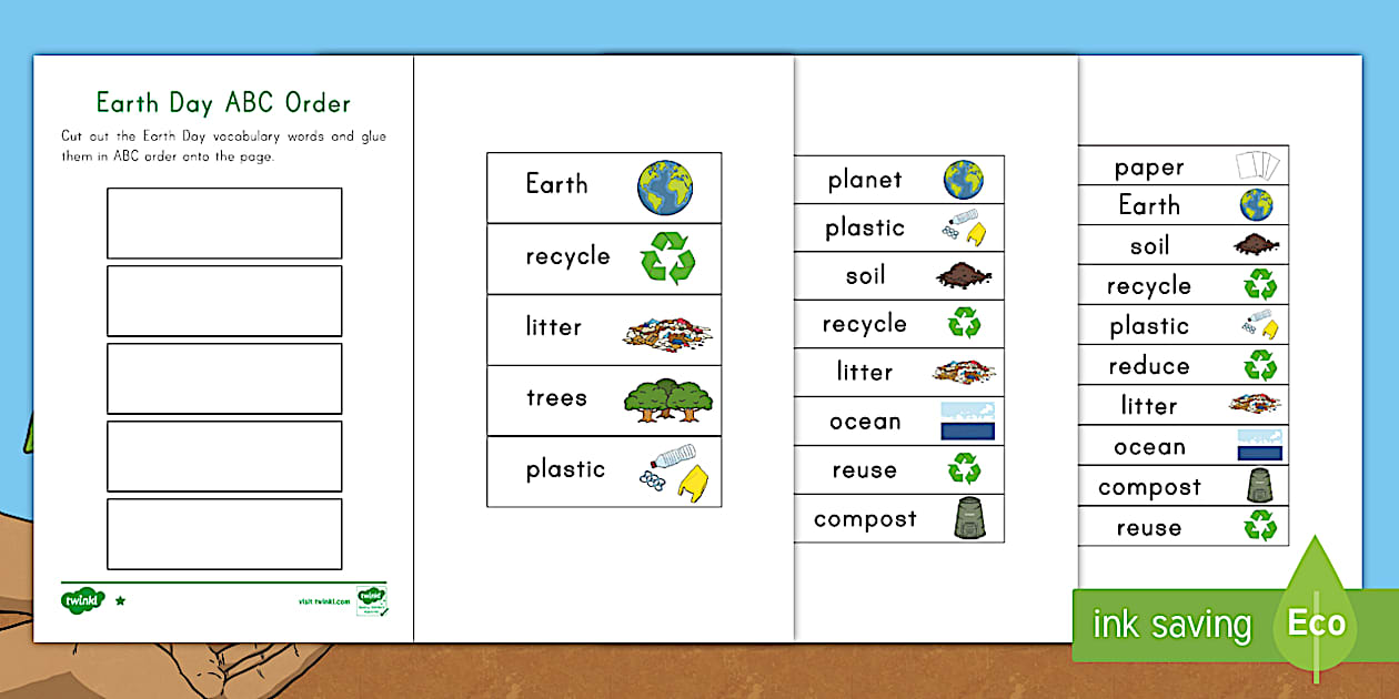 Earth Day ABC Ordering Worksheet | Twinkl USA (teacher made)