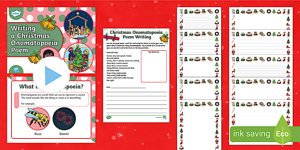 Christmas Onomatopoeia Poem Activity Pack - Poetry - English