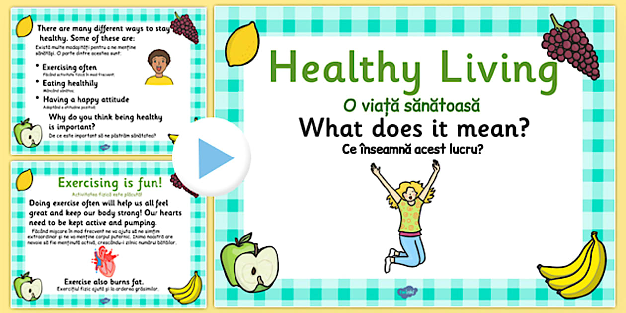 EYFS Healthy Eating and Living PowerPoint Romanian Translation