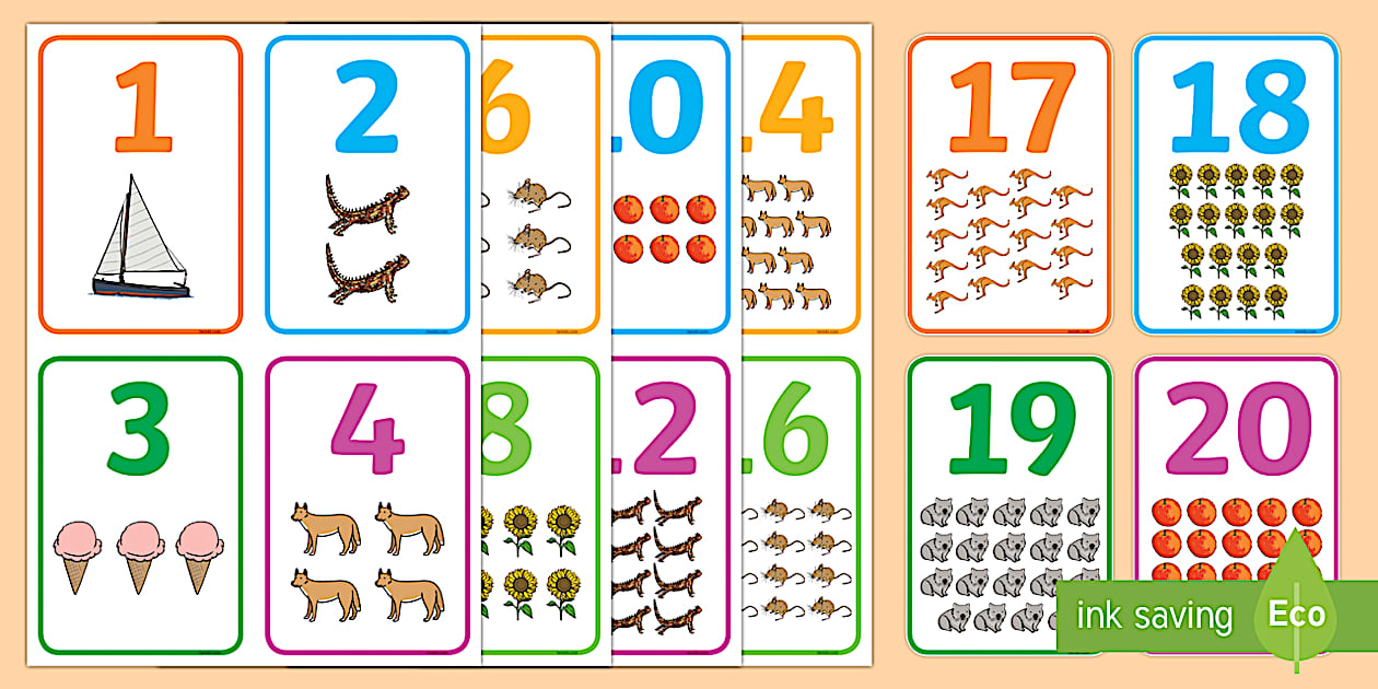 VIC Number Picture Flashcards (professor feito) - Twinkl