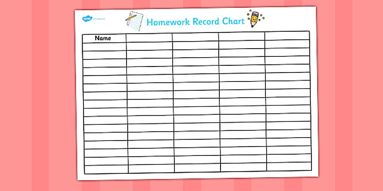 Editable A3 Homework Record Chart (professor feito) - Twinkl