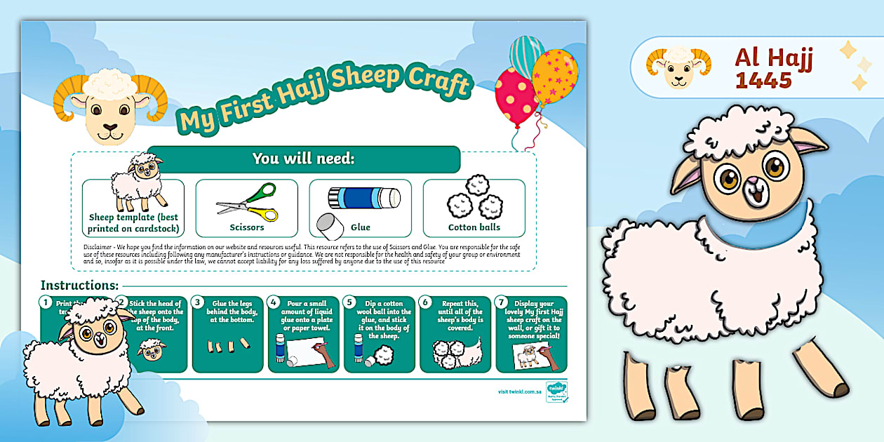My First Hajj Sheep Craft (teacher made) - Twinkl
