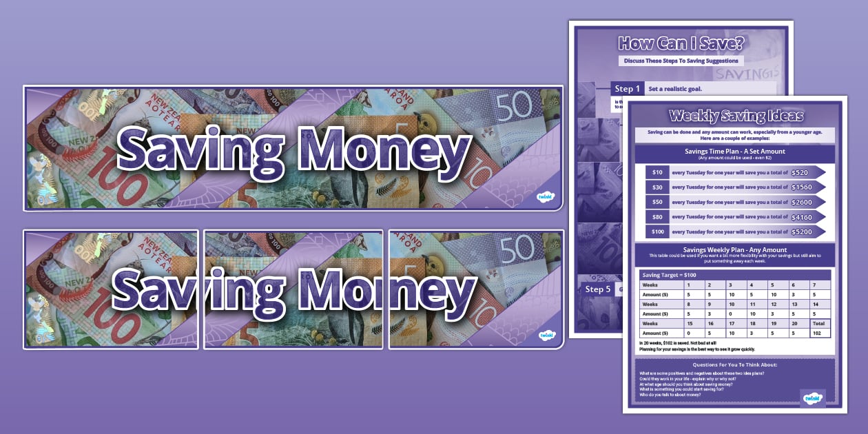 Financial Maths Display Pack - Savings (teacher made)