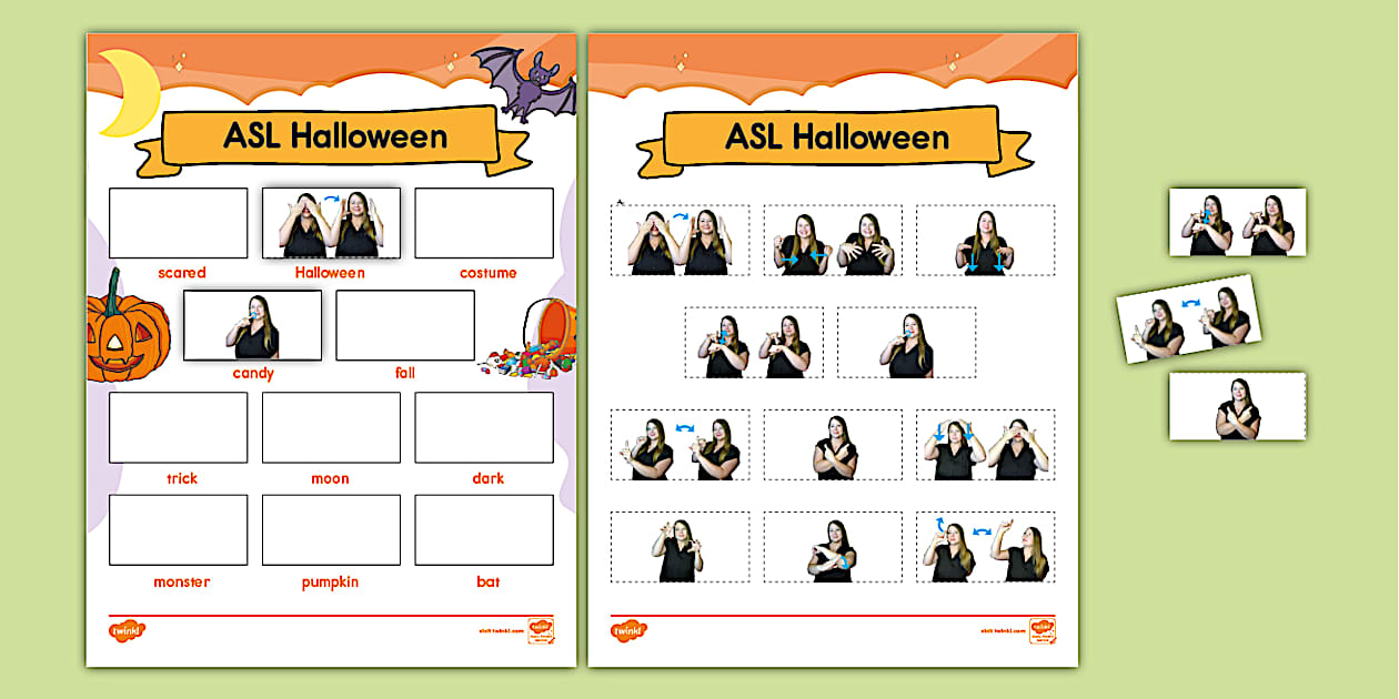 ASL Halloween Cut and Paste Worksheet (teacher made)