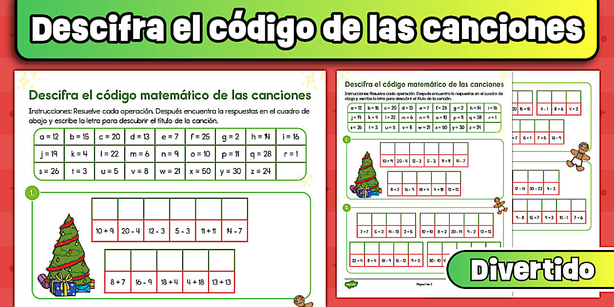 Actividad de matemáticas: descifrar el código de canciones