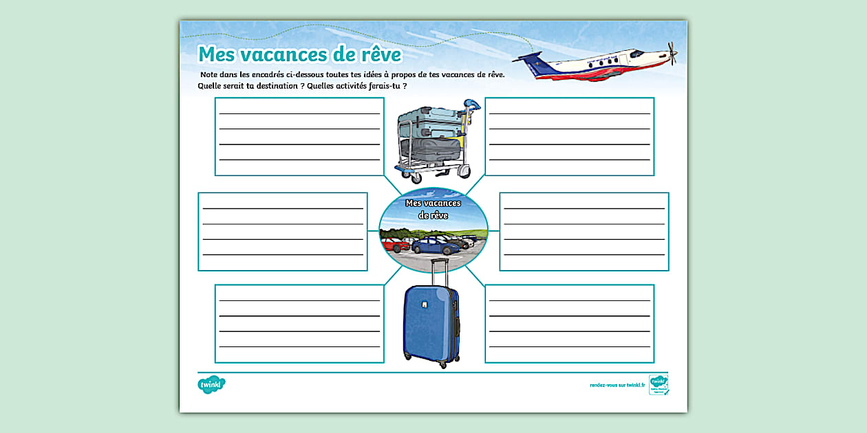 Carte mentale : Mes vacances de rêve - Twinkl