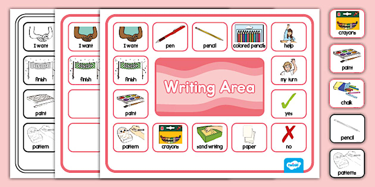 Colorful Writing Area Communication Board | Twinkl USA