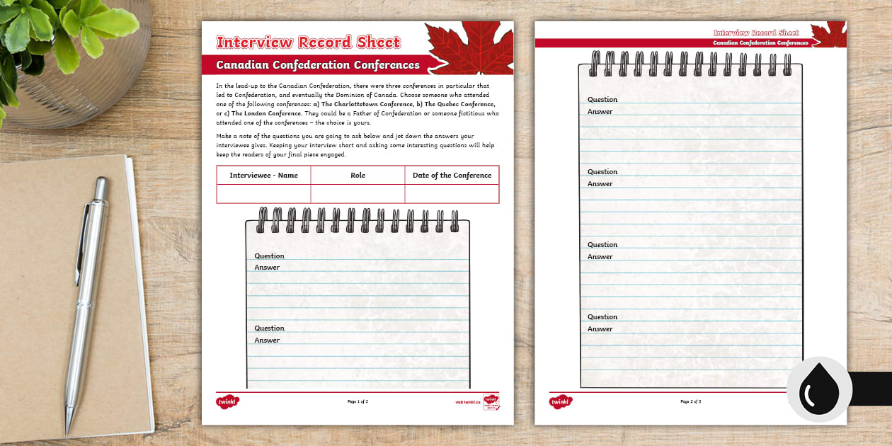 Canadian Confederation Conferences - Interview Activity