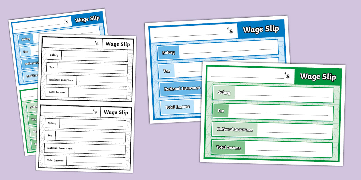 Role-Play Wage Slip - Twinkl Role Play Finances - Twinkl