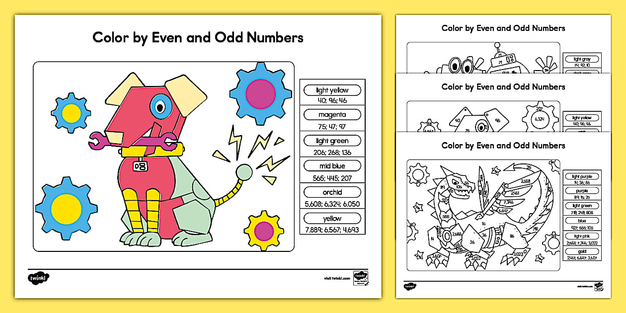 Second Grade Color by Even and Odd Numbers Worksheet