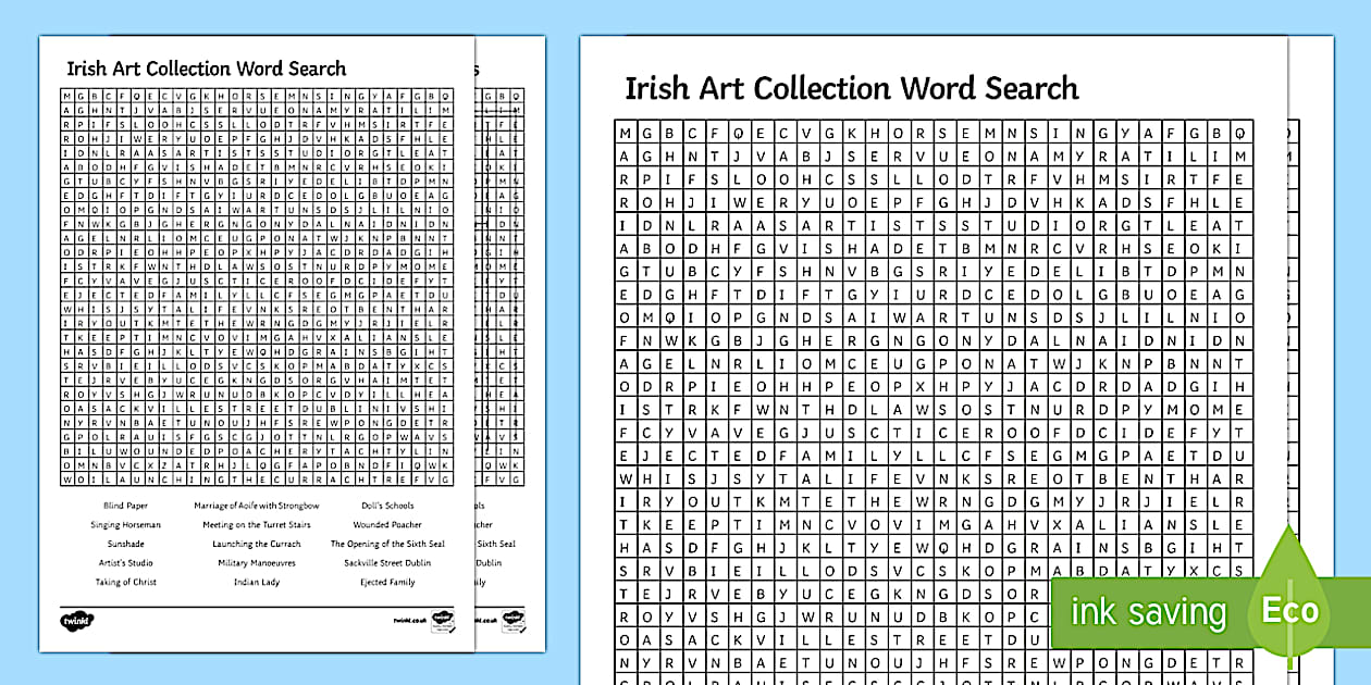 Irish Art Collection Word Search (teacher made) - Twinkl