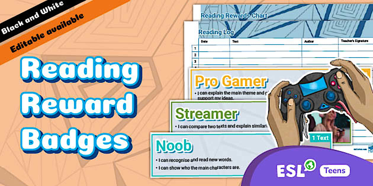 ESL Reading Reward Badges - Gaming Theme
