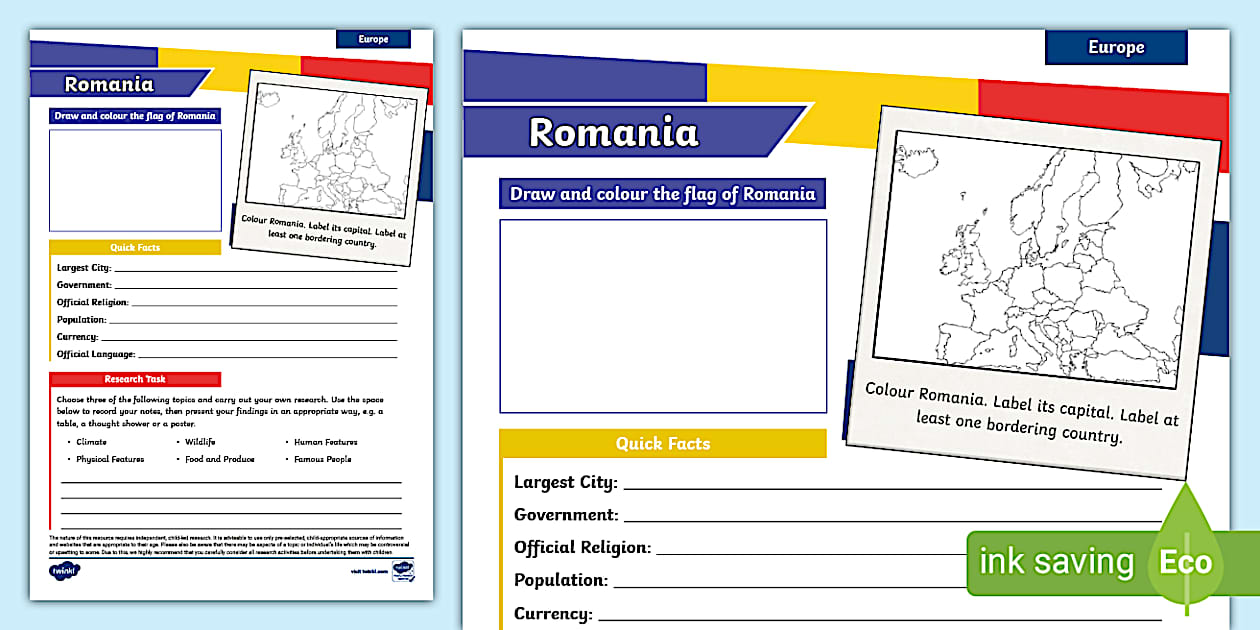 KS2 Romania Research Activity - Geography (teacher made)