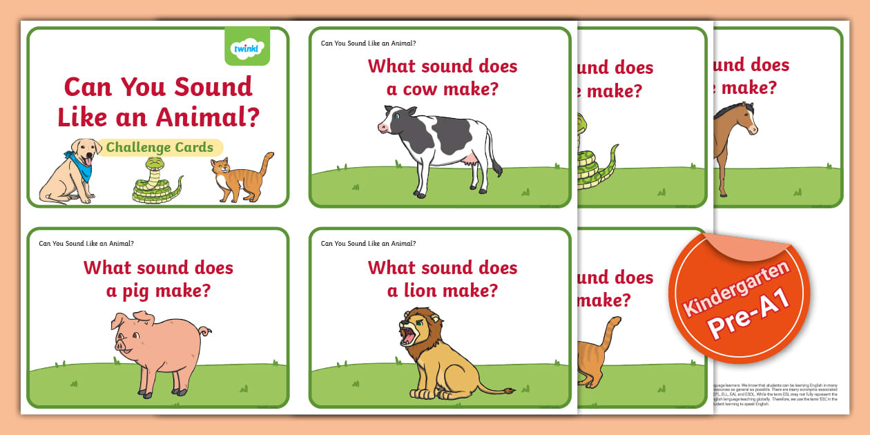 ESL Animal Sound Challenge Cards {Kindergarten, Pre-A1}