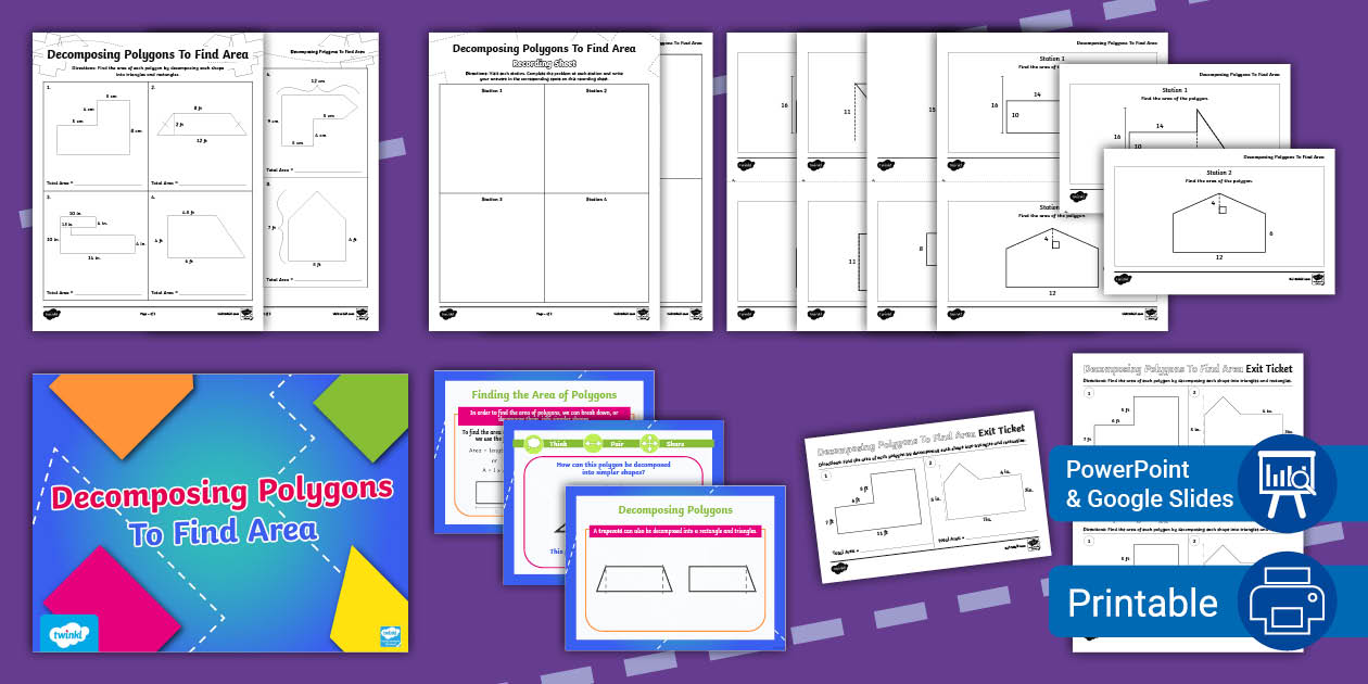 Sixth Grade Decomposing Polygons To Find Area Lesson Pack Sixth Grade Decomposing Polygons To Find Area Lesson Pack