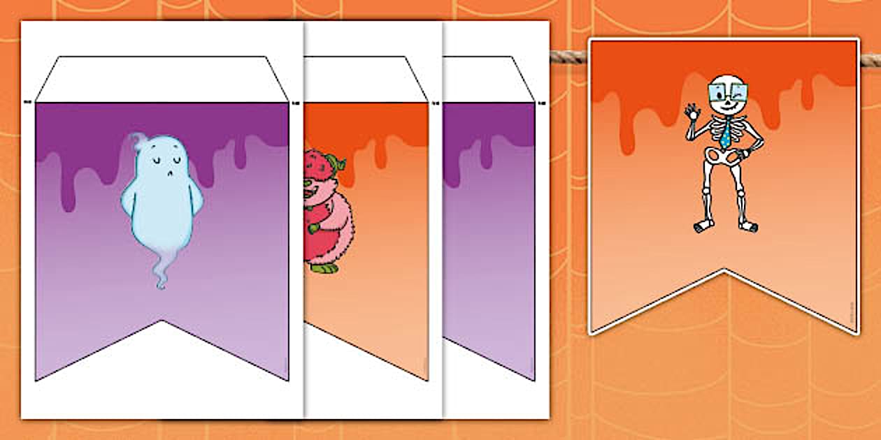 Halloween Monsters Bunting (teacher made) - Twinkl