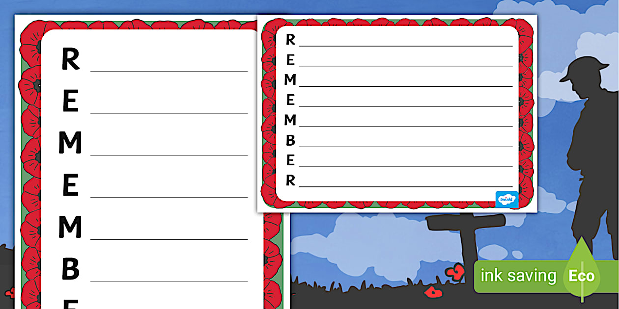 Remembrance Day Acrostic Poem Template | Remembrance Day