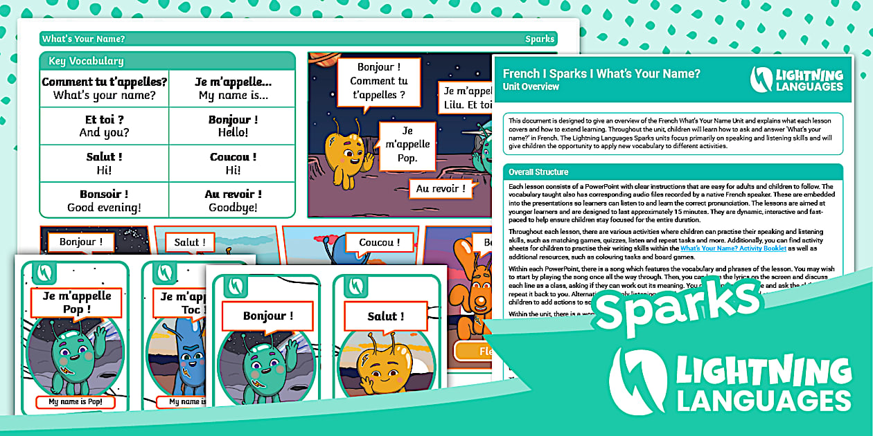 👉 Lightning Languages French Sparks Whats Your Name Adult Pack