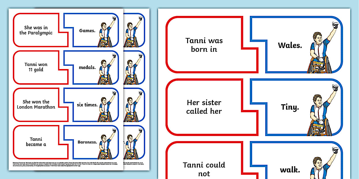 Historical Figures of Wales: Baroness Tanni Grey-Thompson Fact Pairs