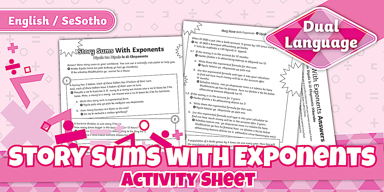 Maths - Term 1 - Story Sums With Exponents - Activity Sheet