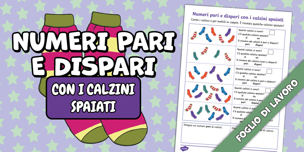 Numeri pari e dispari con i calzini spaiati: scheda
