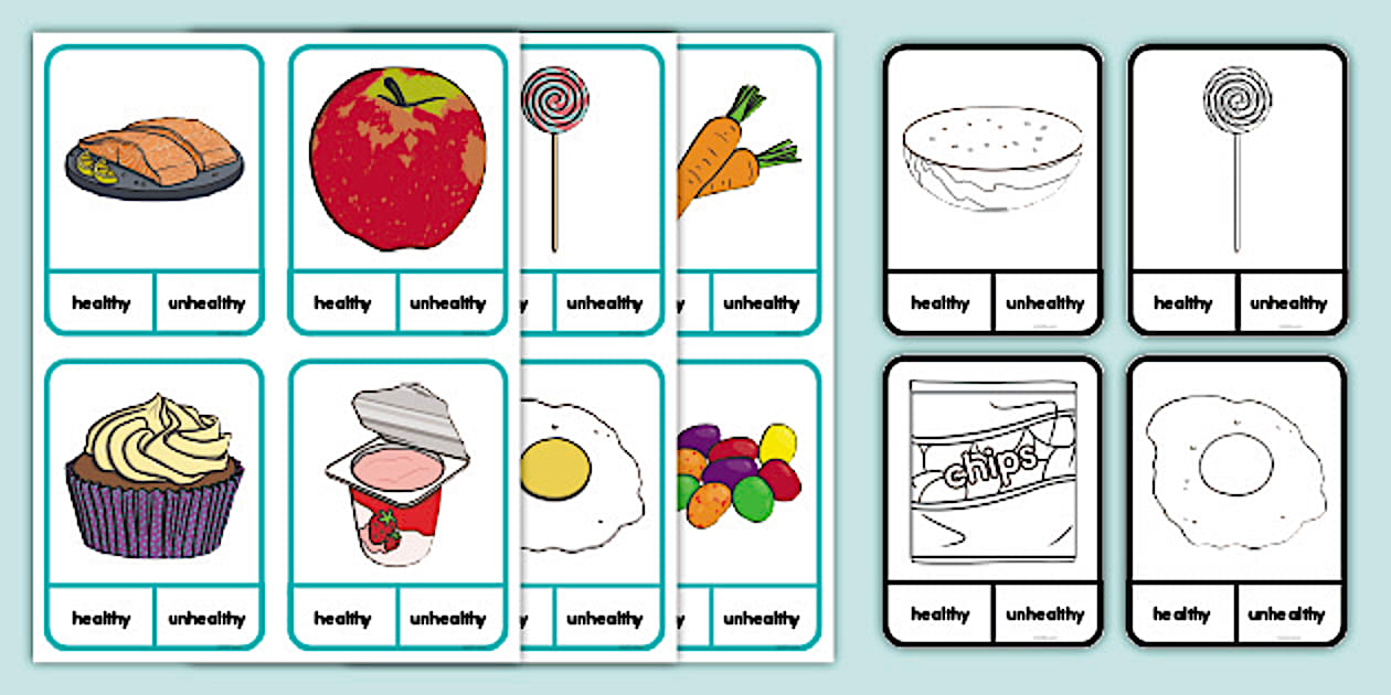 Editable Healthy Food Choices Clip Cards - Twinkl