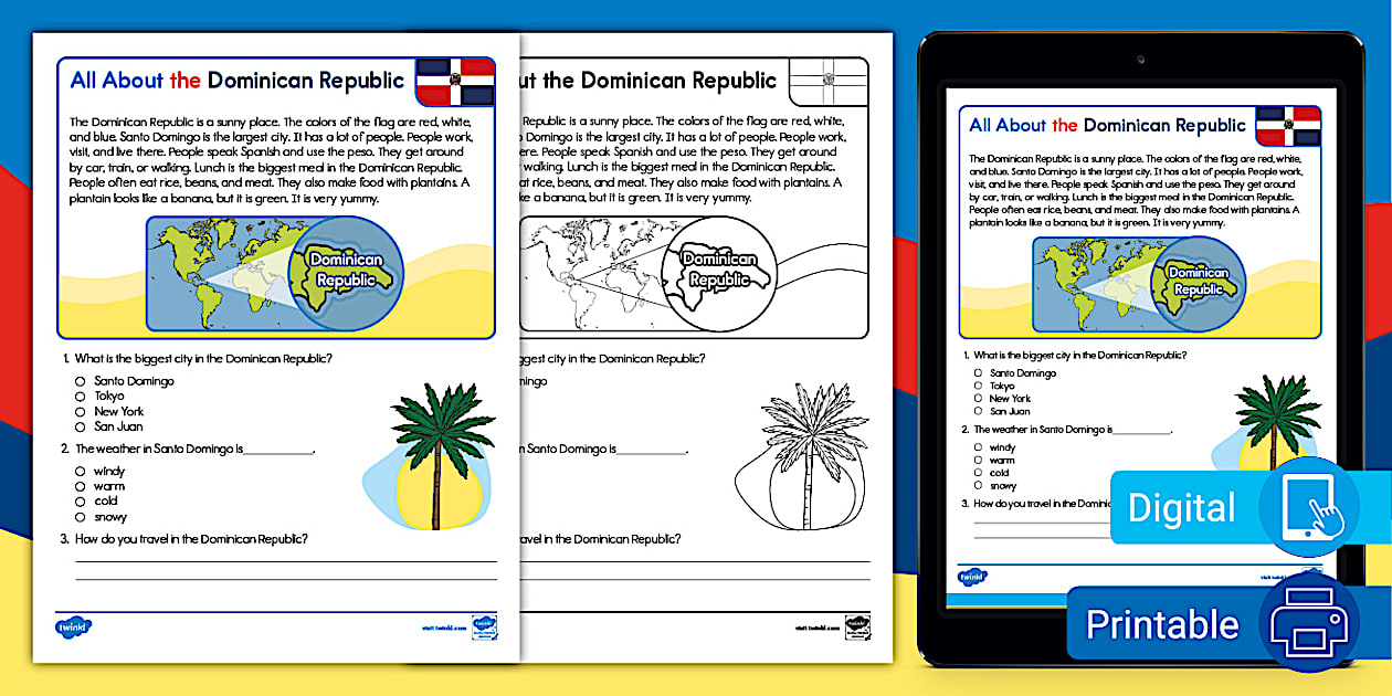 1st Grade All About Dominican Republic Reading Comprehension