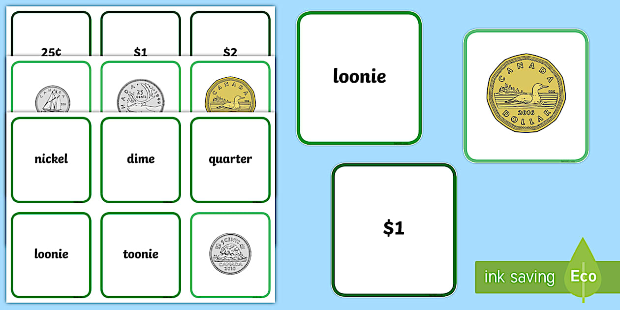 Canadian Currency Matching Cards | Math Resources - Twinkl