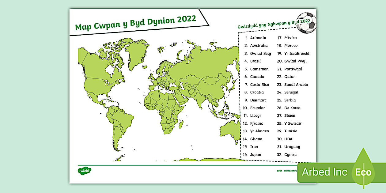 Map Cwpan y Byd Y Dynion 2022 (teacher made) - Twinkl
