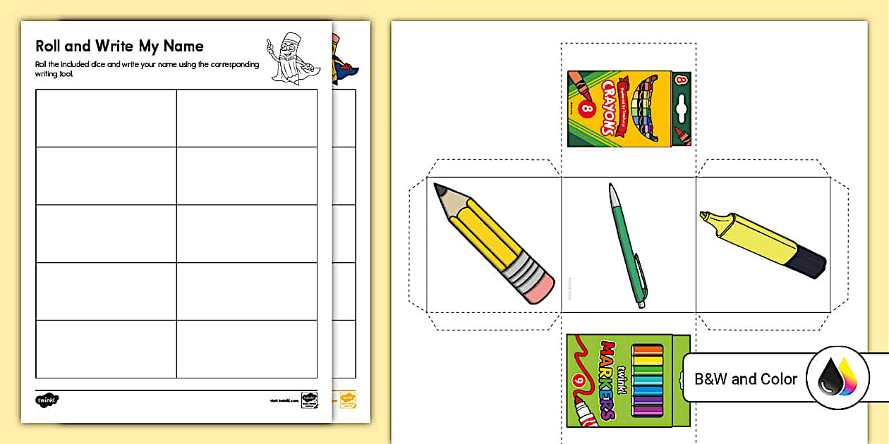 Roll and Write My Name Worksheet (teacher made) - Twinkl