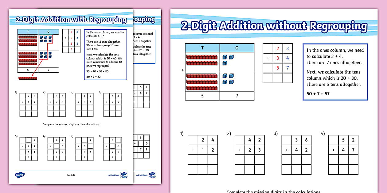 👉 2-Digit Addition Practice Activity Sheets - Twinkl