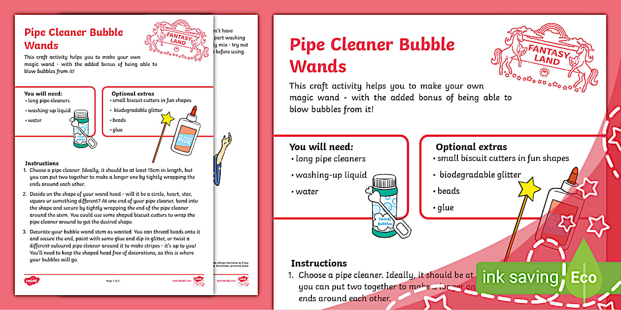 Pipe Cleaner Bubble Wands Craft Instructions (teacher made)