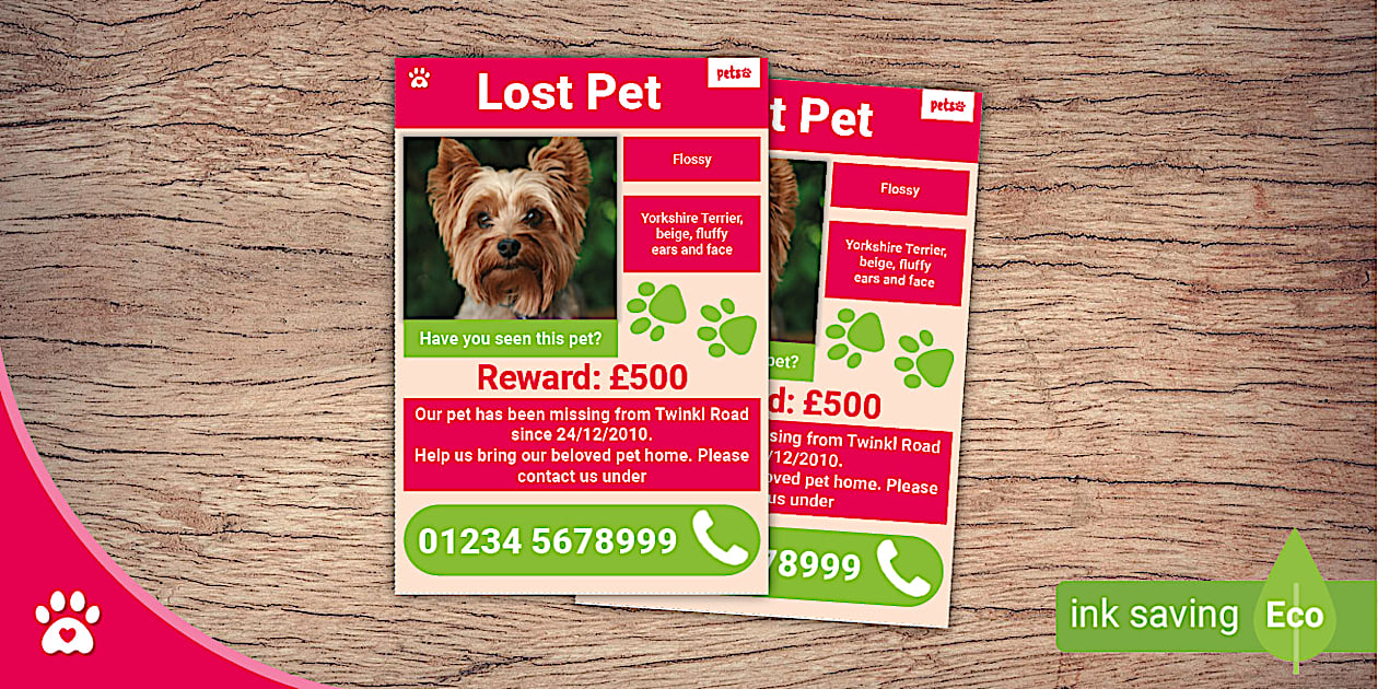 Missing Pet Flyer Template - Editable Missing Pet Flyer