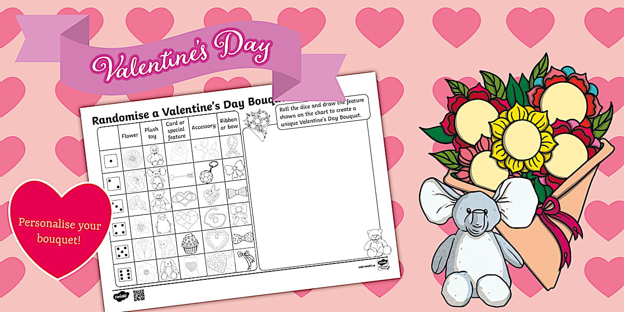 Randomise a Valentine's Day Bouquet Drawing Template