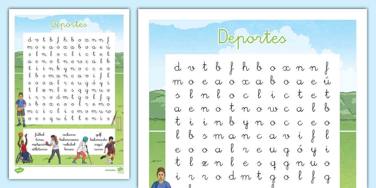 Sopa de letras: Los deportes - Twinkl vocabulario