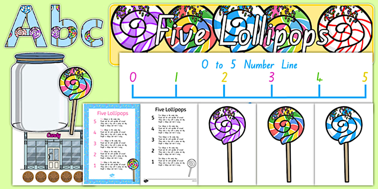 Five Lollipops Display Pack (Teacher-Made) - Twinkl
